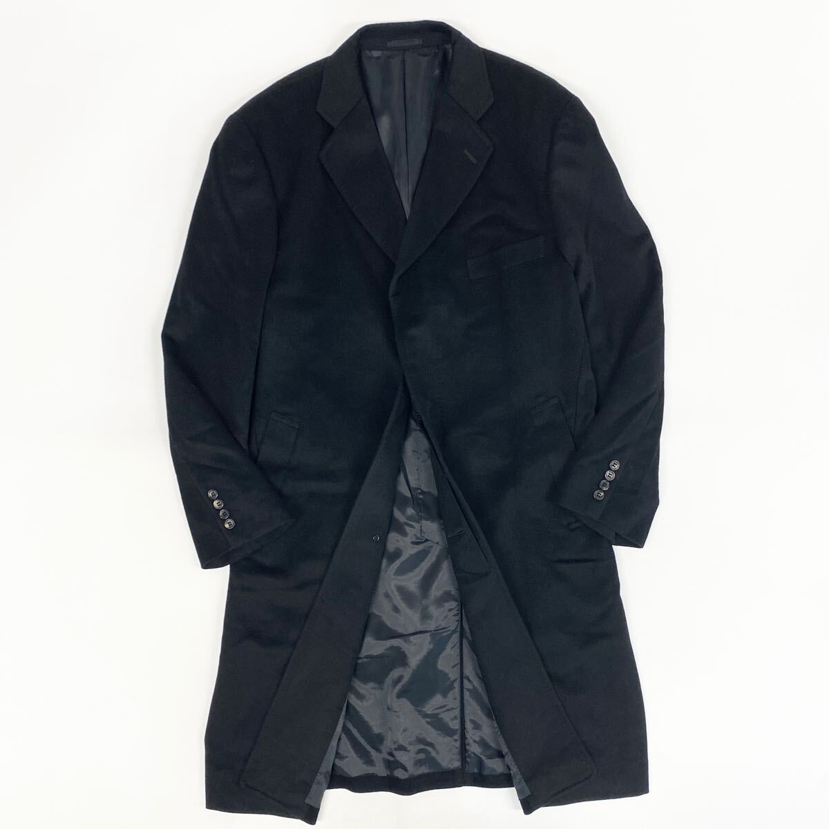 Ck21 大きいサイズ PURE CASHMERE カシミヤコート チェスターコート カシミア100 ビジネス 無地 ブラック BB7 LL ...