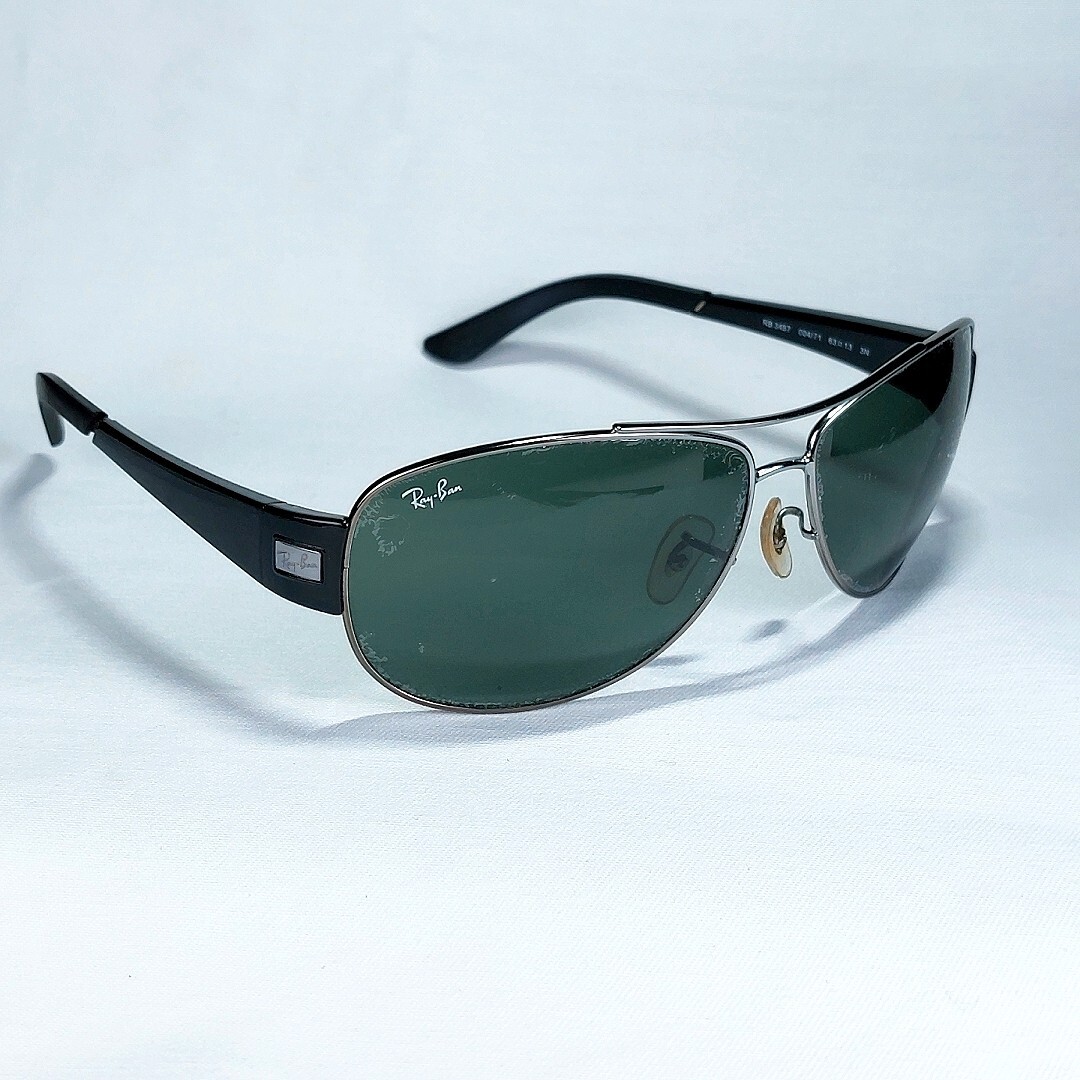 ケース付き Ray-Ban レイバン RB3467 004/71 63 13 3N サングラス アイウェア コンビフレーム グリーンレンズ ...