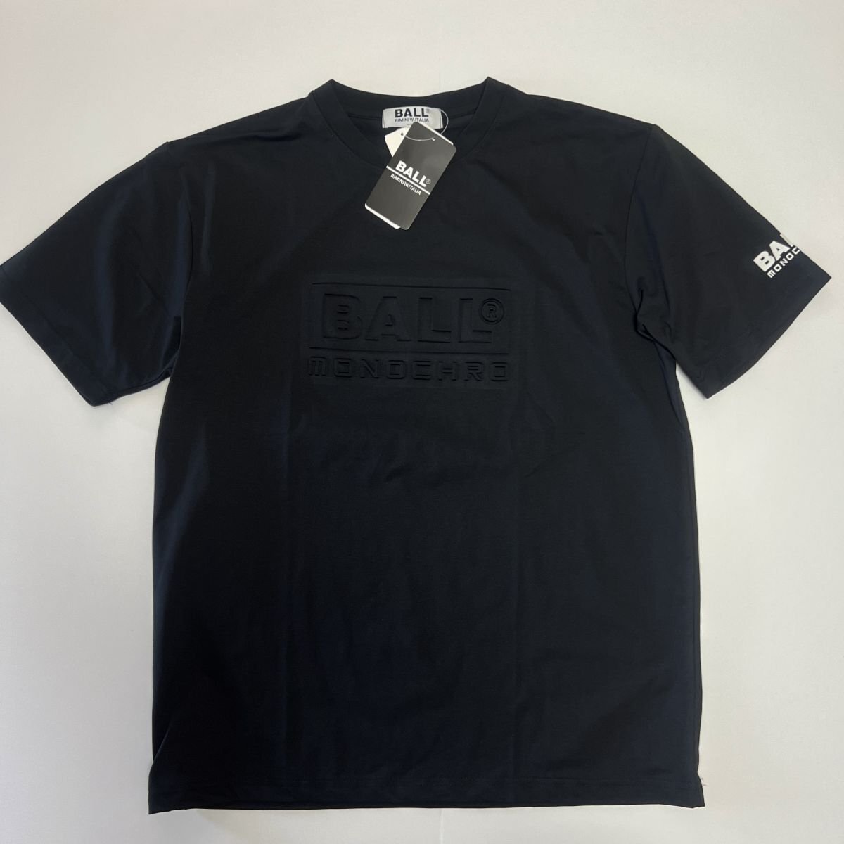ボール BALL メンズ イタリア発 ブランド エンボス加工 半袖 Tシャツ 黒 XLサイズ 54128-99-LL VCXZ(文字、ロゴ ...