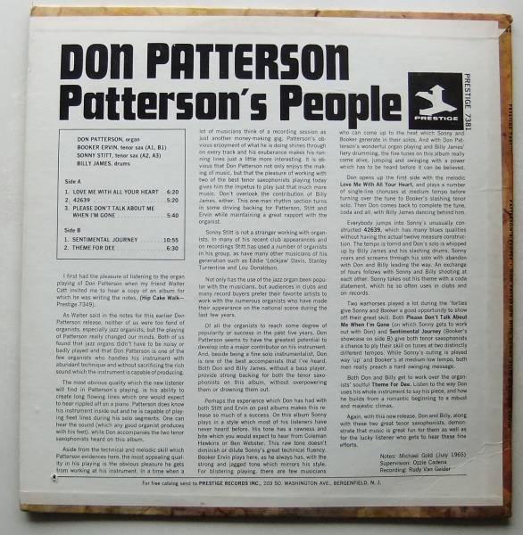 Prestige blue DON PATTERSON / Patterson's People W(ジャズ一般)｜売買されたオークション情報 ...