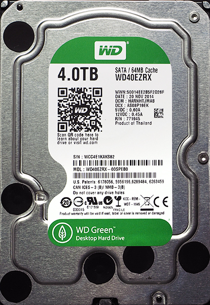 WESTERN DIGITAL WD40EZRX-00SPEB0 4TB 17回 3874時間(2TB～)｜売買されたオークション情報 ...
