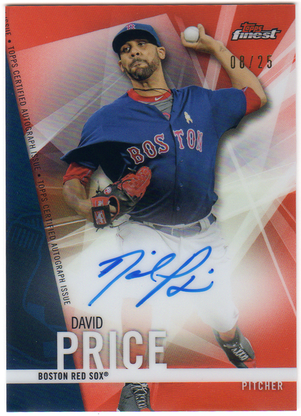 David Price 2017 Topps Finest Auto Orange Refractor 08/25 デビッド プライス 直書き ...