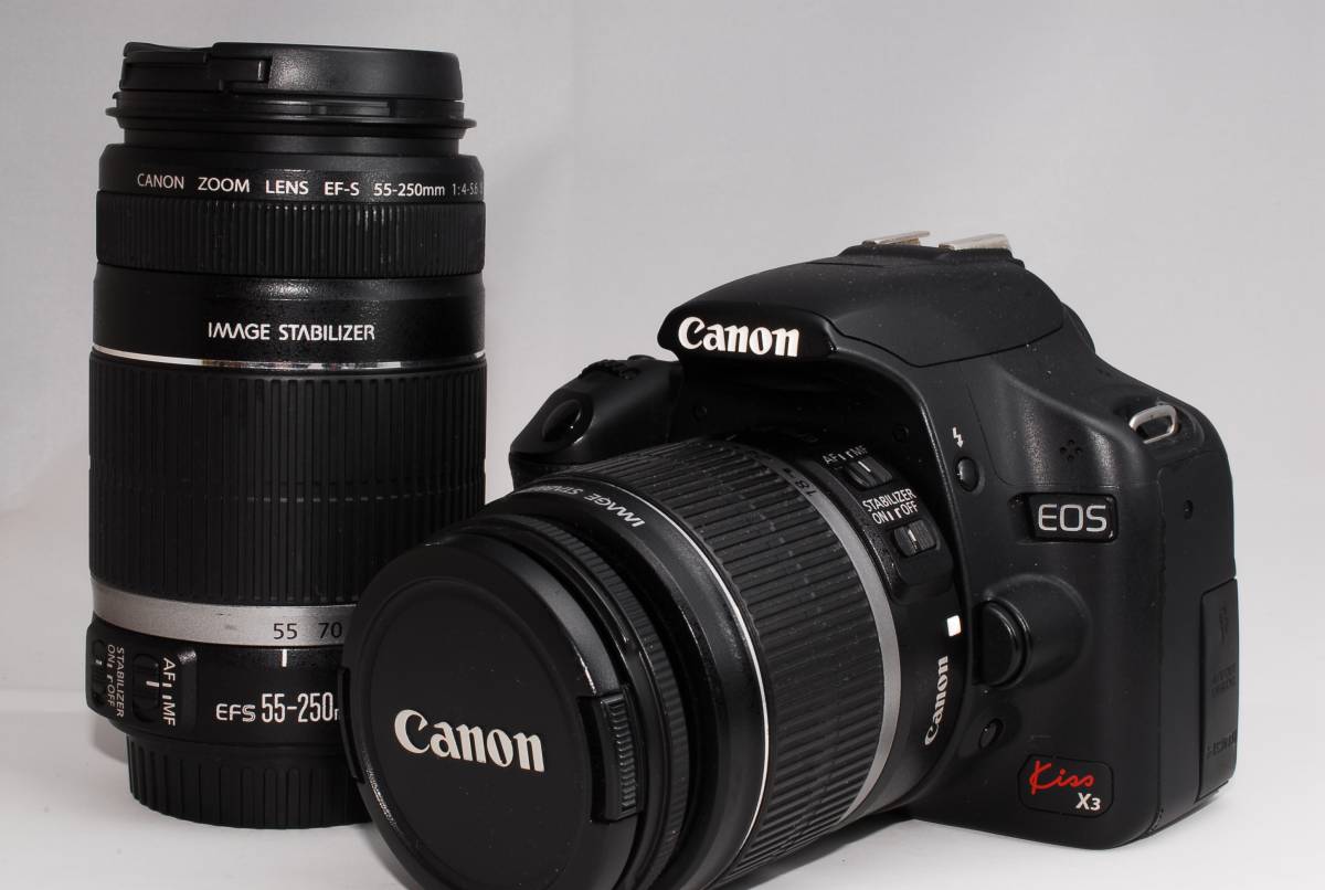 すぐに使えます お買い得 キャノン CANON EOS Kiss X3 ダブルズームキット 手振れ補正レンズ 1510万画素(キヤノン)｜売買 ...