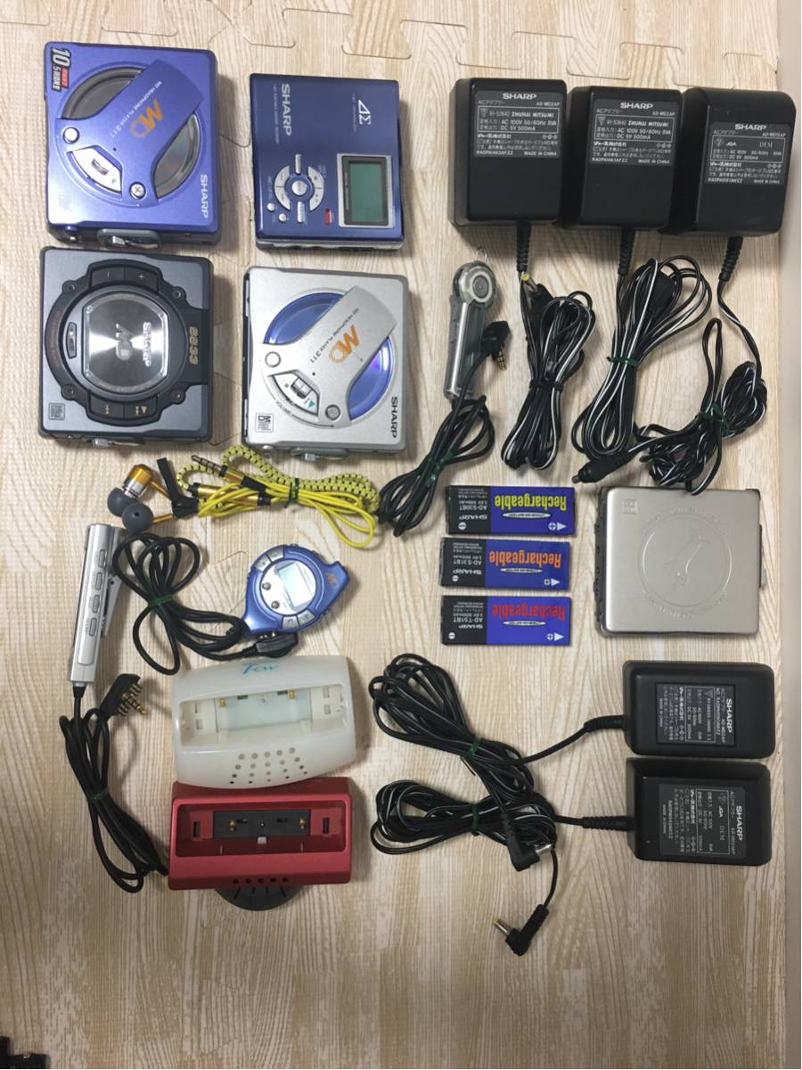 SHARP ポータブル MDヘッドホンプレーヤー MD-SS311-S / MD-SS311-A / MD-DR7-A / MD-SS322-N / MD-SS33-B まとめて5台(再生専用 ...