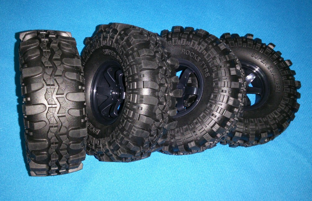 精悍高級ブラックエディション 1/10 SUPER SWAMPER 1.9クローラータイヤAXIAL GmadeRC4WD SCX10 ...