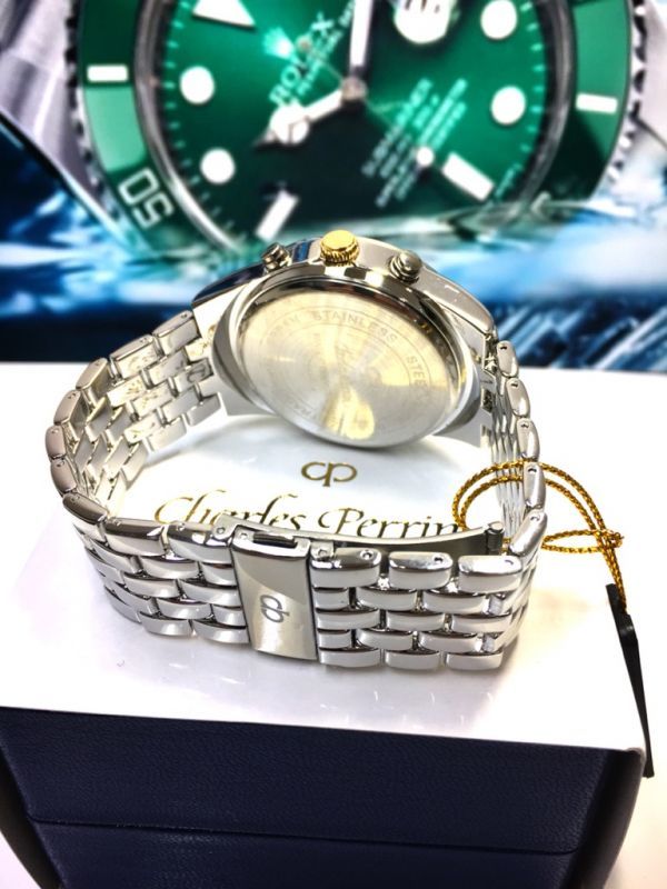 シャルル ヘリン Charles Perrin 正規品 腕時計 時計 クロノグラフ アナログ ホワイト x ブルー x ゴールド(その他 ...