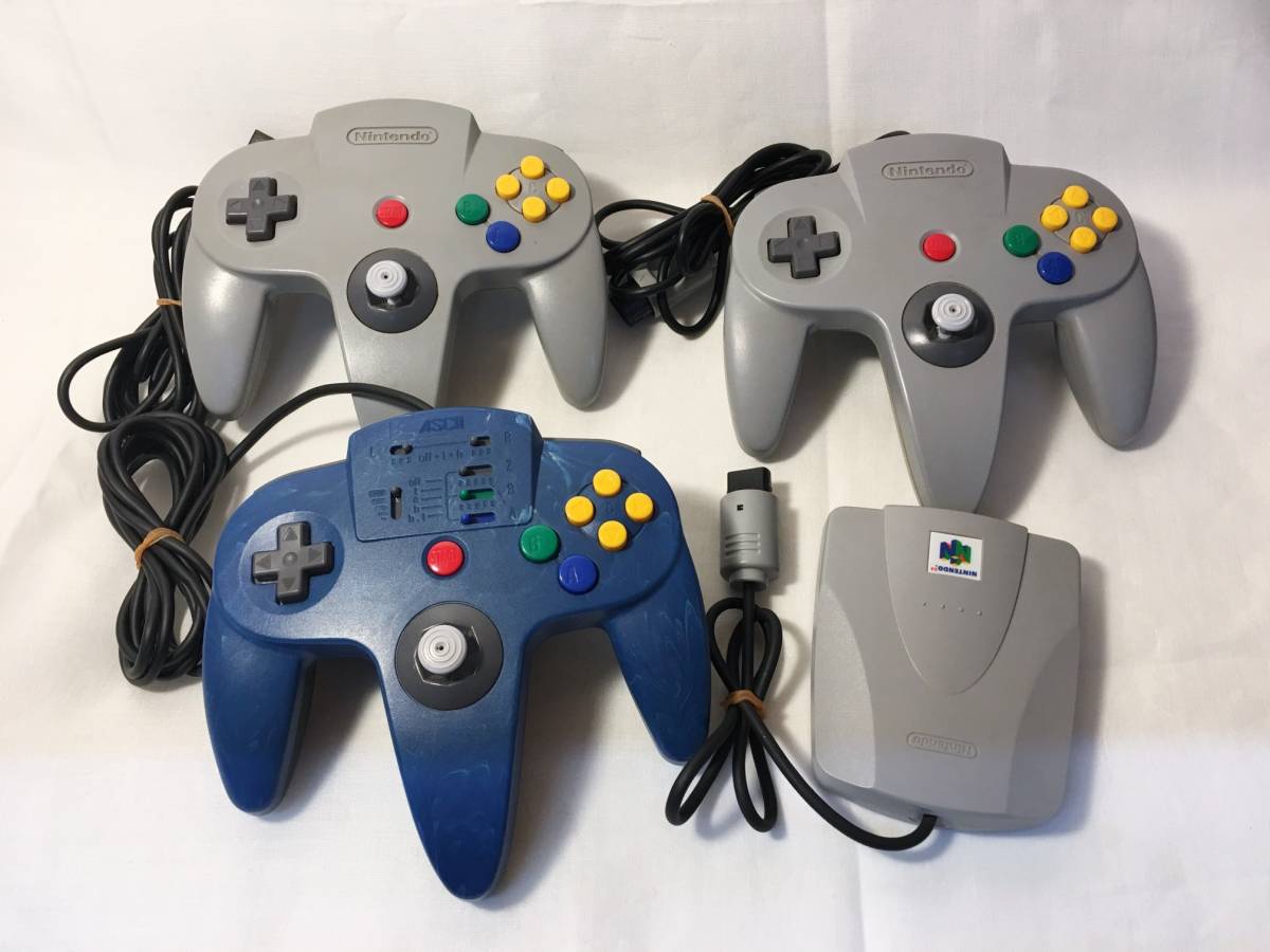 4点セット NINTENDO 64 コントローラー / ASCII PAD 64 アスキーパッド64 マーブル ブルー / VRS ユニット ...