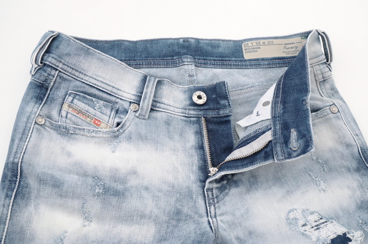 DIESEL ディーゼル Francy 0840B ダメージ加工 ストレッチ スキニー デニム ジーンズ レディース サイズW25/L32 ...