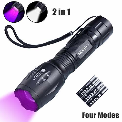 複数セール おひとり様1点ま LETION UVライト LED懐中電灯 紫外線ブラックライト 2 in 1ナイトライト 500LM高輝 5 ...
