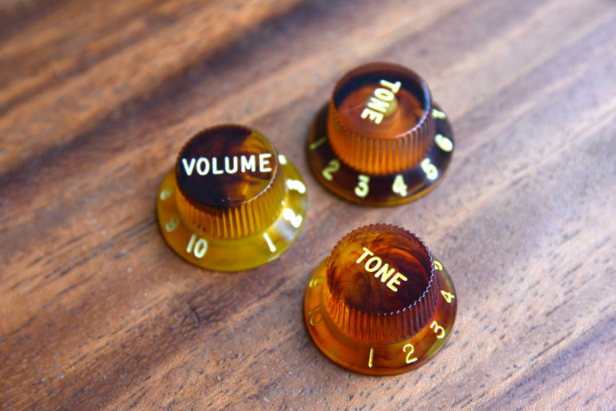 Haramis Musical Hardware ストラト用 トーン ボリューム ノブセット 3個 Tortoise べっ甲 同様(ノブ ...