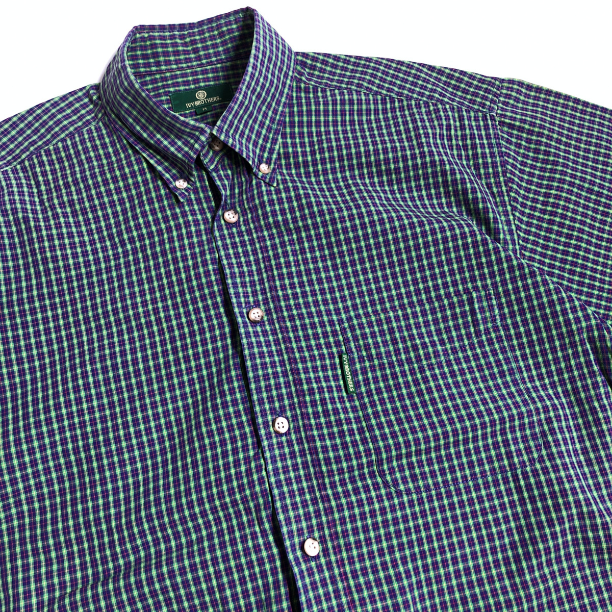 IVY-BROTHERS アイビーブラザーズ チェック柄 BD半袖シャツ ボタンダウン グリーン系 サイズM/VAN JAC(Mサイズ)｜売買 ...