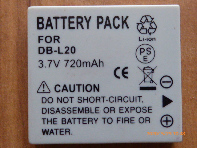 カメラ用バッテリー DB-L20 3.7V 720mAh 1個(コンパクトデジタルカメラ用)｜売買されたオークション情報、yahooの商品情報をアーカイブ公開 - オークファン（aucfan.com）