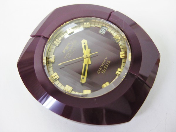 TECHNOS/テクノス GEMMY SSS.555 ジェミーSSS.555 3針デイト 自動巻 ボルドーカラー カットガラス フェイスのみ ...