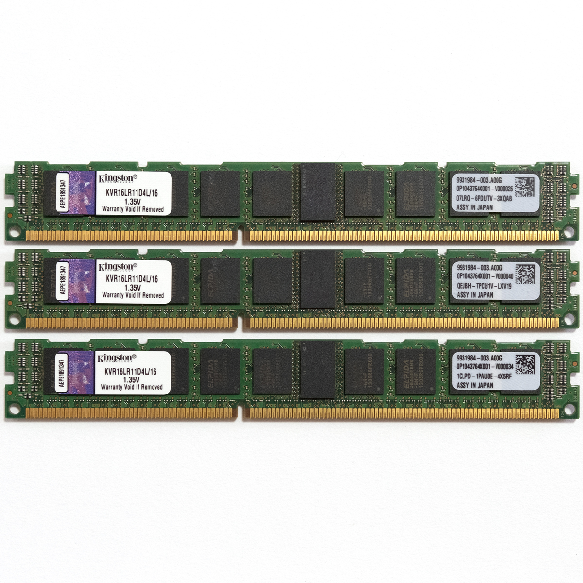 48GB 16GB×3枚 1600MHz PC3L-12800R DDR3 VLP DIMM ECC 240ピン Registerd ...