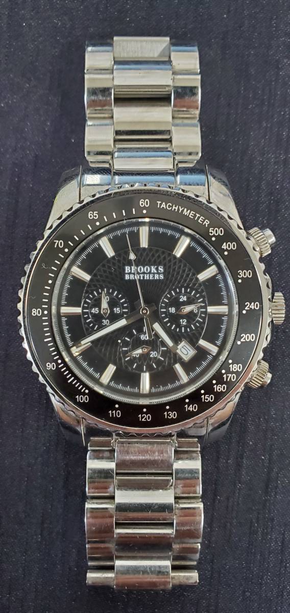 5128 BROOKS BROTHERS ブルックスブラザーズ クロノグラフ 腕時計 シルバー 黒文字盤 可動品 クォーツ デイト 08516 動作未確認(クロノグラフ＋カレンダー)｜売買され ...