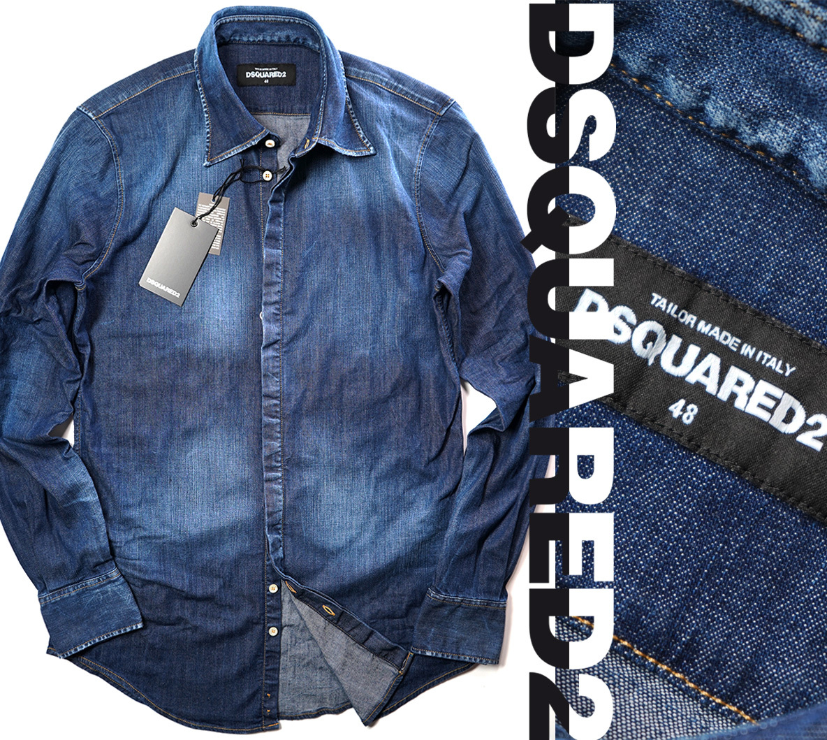 6.4万 DSQUARED2ディースクエアード 伊製/19SS/大人の美シルエットを作り上げる/比翼仕立てヴィンテージ加工デニムシャツ46/S-M相当E(その他)｜売買されたオークション情報 ...