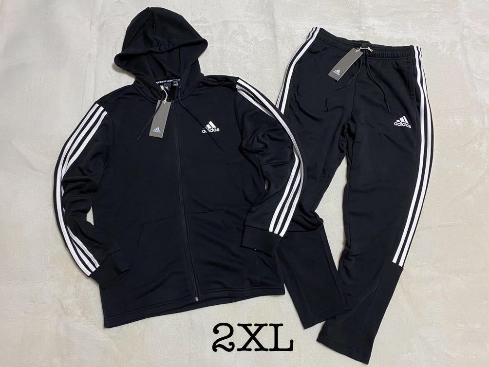 定価 14 828円 正規品 2XL XO adidas アディダス スウェット 上下セット セットアップ パーカー パンツ 黒 ブラック ...