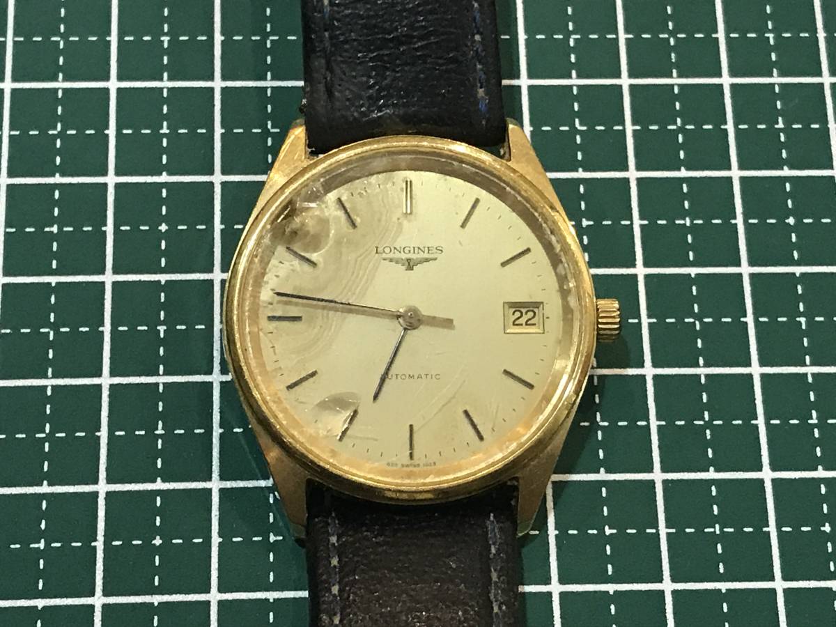 時3 101712007 ロンジン AUTOMATIC 1663 自動巻き 腕時計 3針 デイト メンズ ゴールド系 LONGINES アンティーク 風防割れ 現状渡し(ロンジン)｜売買された ...