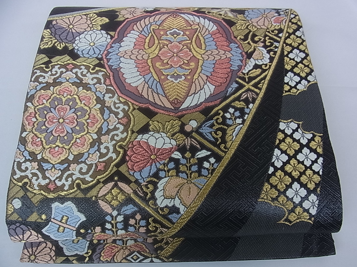 花美人 九百佐賀錦 六通柄袋帯 唐織 みやび 純金箔二重織 黒地 逸品 ic2031(仕立て上がり)｜売買されたオークション情報、yahooの ...