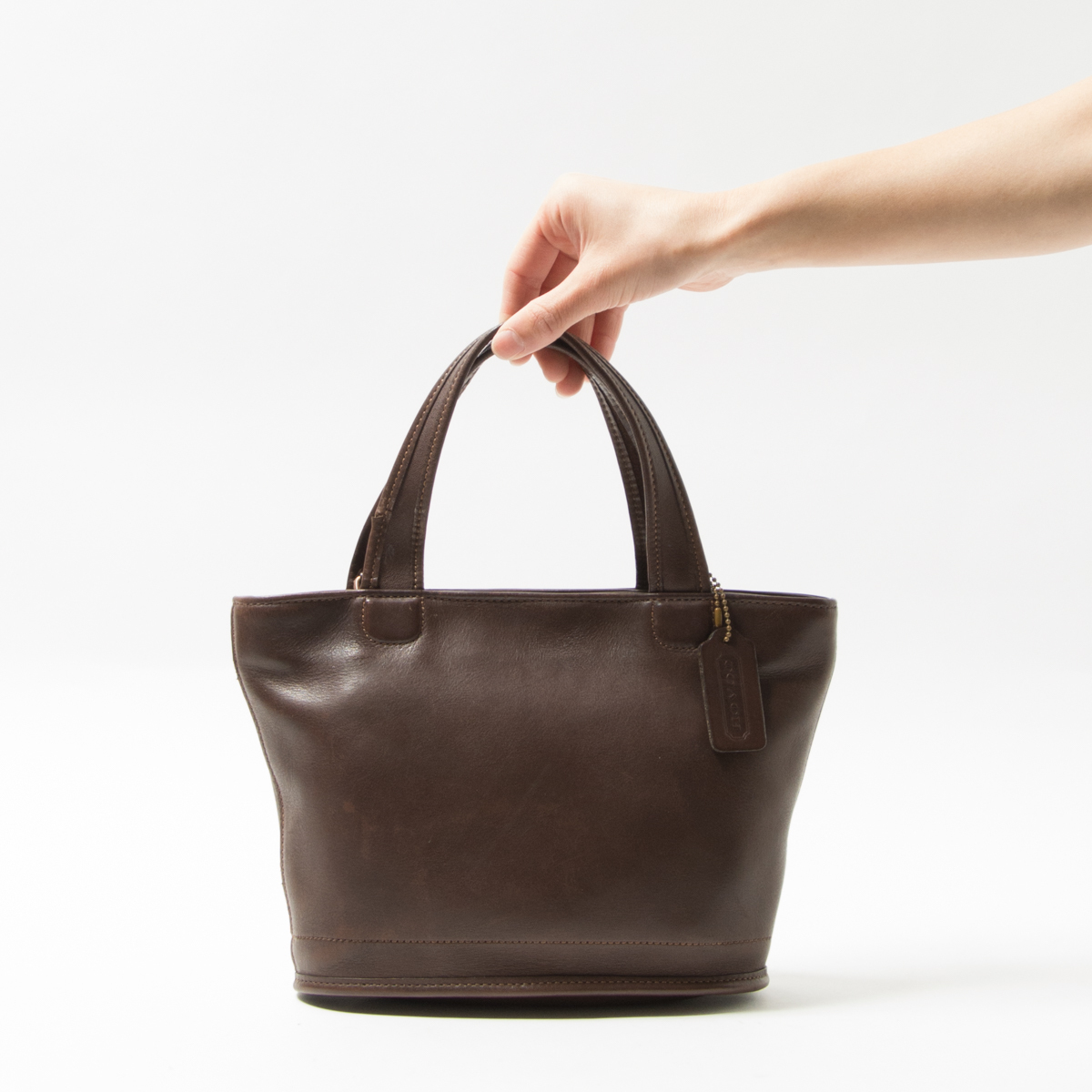 1円スタート USA製 COACH コーチ ハンドバッグ D9C-9301 グラブタンレザー 小さめトート 牛革 手持ち鞄 ファスナー付 本革 ...