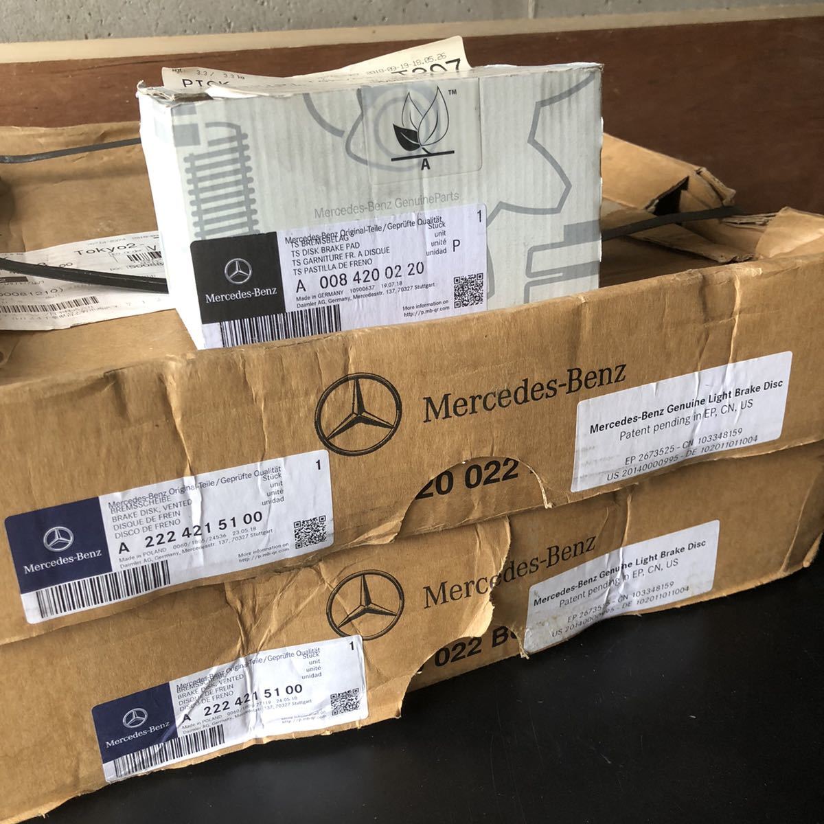 1セットのみ A2224215100 A0084200220 ベンツW222Sクラス純正フロント ブレーキ ローター パッド パット セット ...