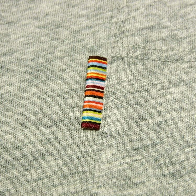 B9484a 正規品 ポールスミス Paul Smith M グレー マルチストライプ Tシャツ マルチ& ロゴタグ 半袖カットソー メンズ ...