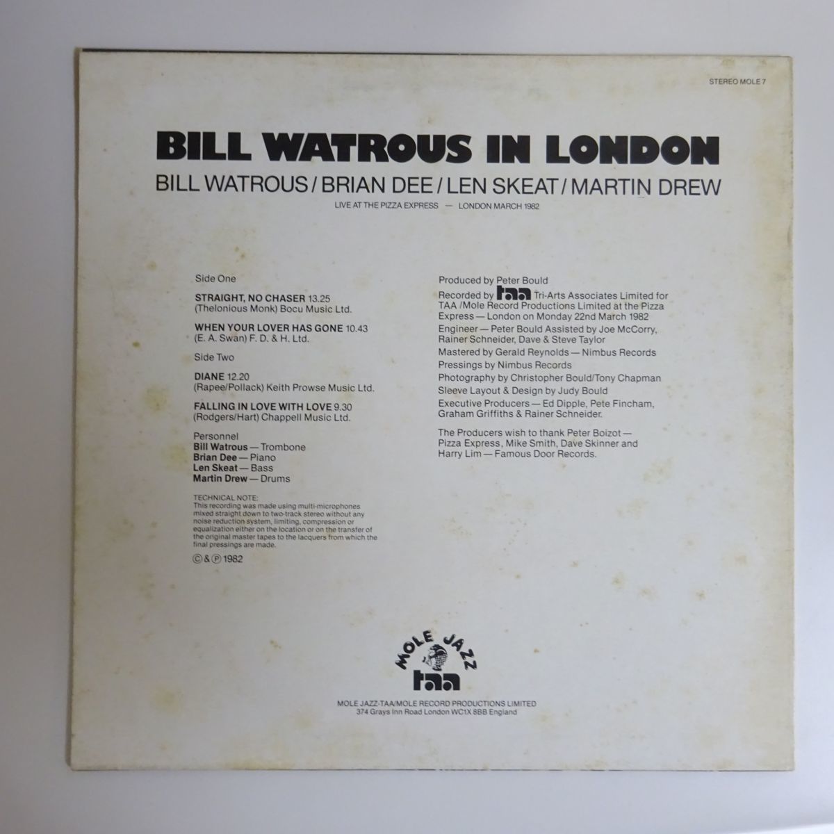 11139657; UK盤 Bill Watrous Brian Dee Len Skeat Martin Drew / Bill ...