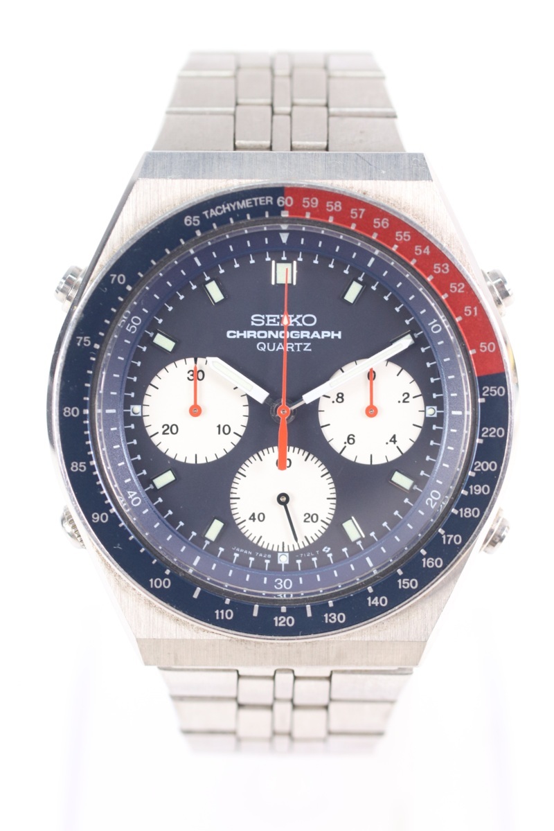 レア SEIKO セイコー SPEED MASTER 7A28-7100 スピードマスター クロノグラフ ペプシ クォーツ メンズ 腕時計 ...