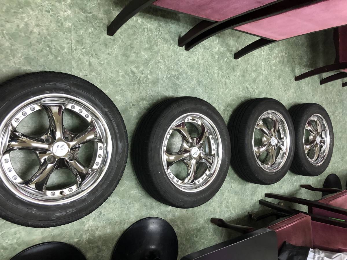WORK VS-KF15インチ 5J メッキ 175/60r15 品 タイヤ付き トール ルーミー タンク アクアなど コンパクトカー等 ...