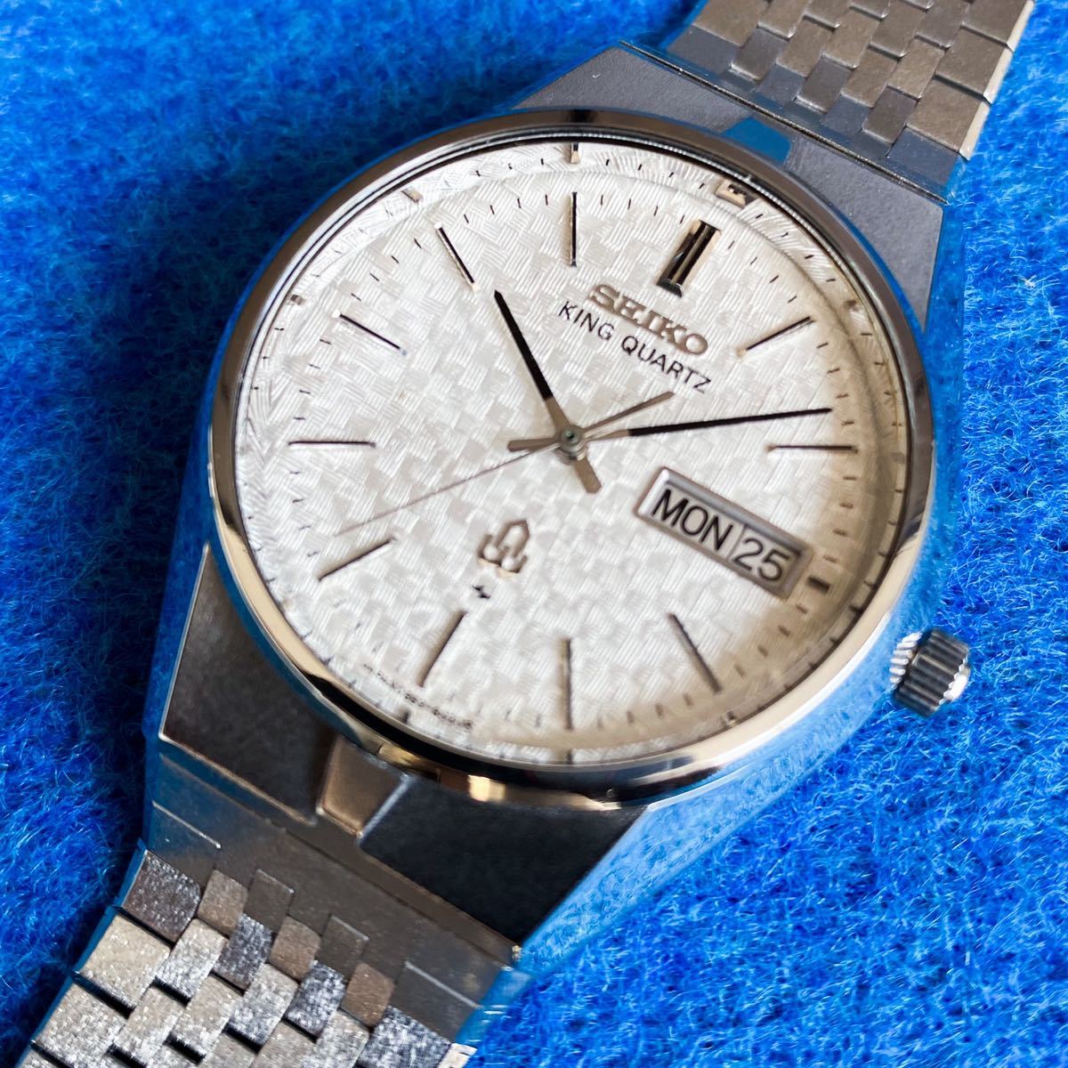 SEIKO KING QUARTZ 0853-8030 梨地ケース&バンド 変わり文字盤 キングクォーツ 時計 セイコー ビンテージ(その他 ...