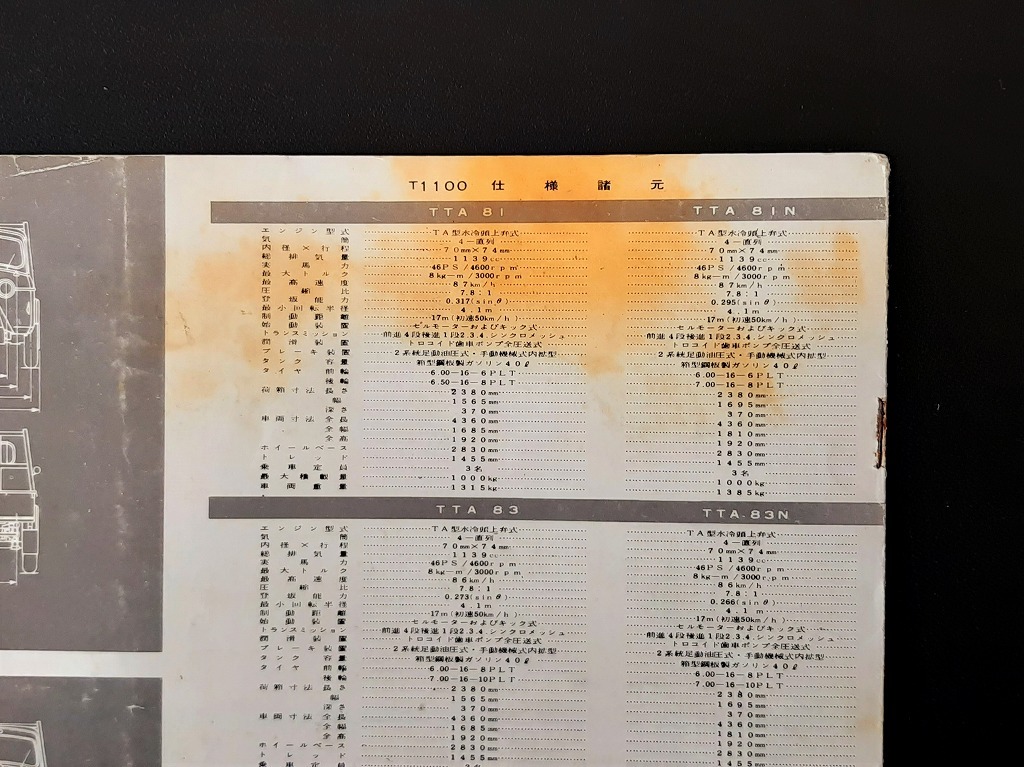 広島 東洋工業 マツダ T1100 三輪トラック 専用カタログ 当時品 Three Wheeled Truck Mazda T1100 オート ...