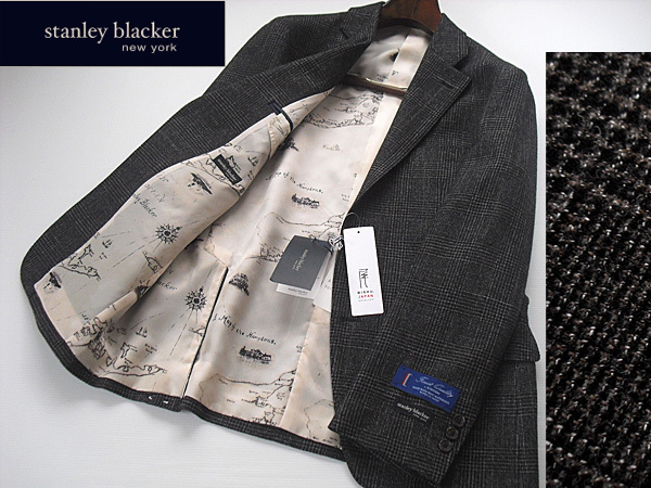正規品 秋冬 スタンリーブラッカー stanley blacker BISHU JAPAN 日本製生地ICHITEKI カシミヤ混 ウールジャケット 黒×茶 AB5(Mサイズ)｜売買された ...