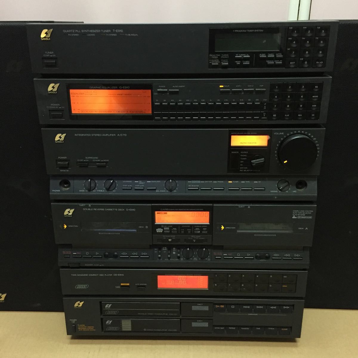 P451 Sansui システムコンポ T-E910/D-E910/CD-E510 A-E710/G-E910/S-E710 スピーカーL/R /ジャンク品 2個口発送(その他)｜売買された ...