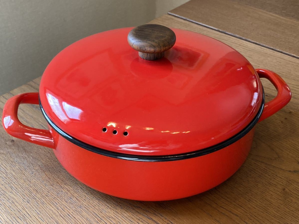昭和レトロ ホーロー鍋 EJIRY Ampleur BASIC アンプルール ベーシック ビュッフェパン 24cm 赤 箱あり(両手鍋)｜売買されたオークション情報、yahooの商品情報を ...