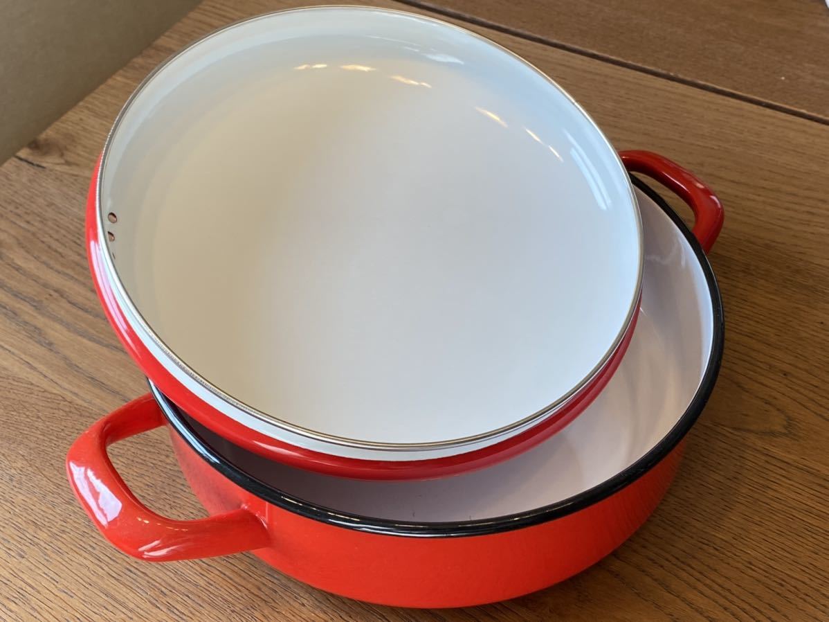 昭和レトロ ホーロー鍋 EJIRY Ampleur BASIC アンプルール ベーシック ビュッフェパン 24cm 赤 箱あり(両手鍋)｜売買されたオークション情報、yahooの商品情報を ...