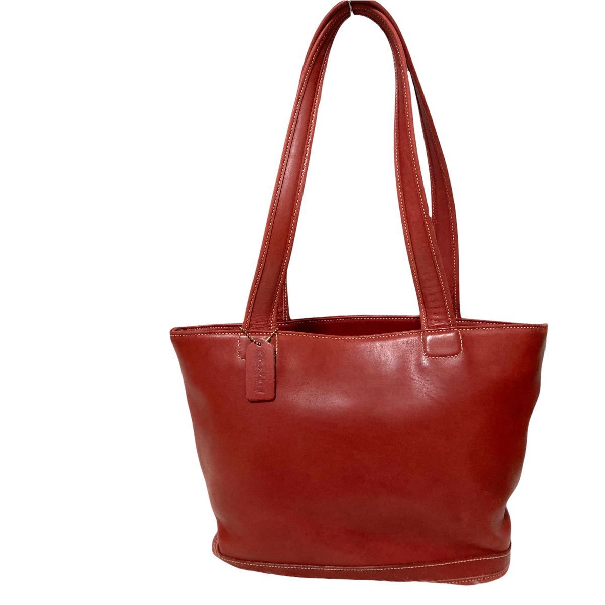 1円 OLD COACH オールドコーチ 9302 ショルダーバッグ トートバッグ 肩掛け グラブタンレザー ヴィンテージ 赤 レッド 高級 ...