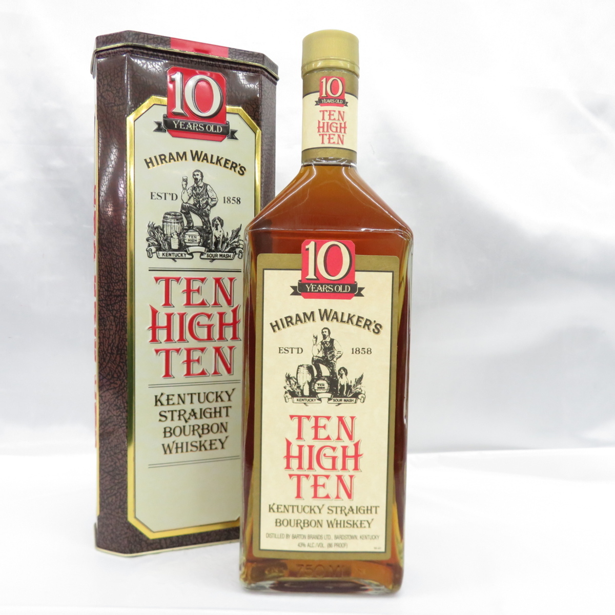 未開栓 HIRAM WALKER'S ハイラムウォーカー TEN HIGH TEN テンハイテン 10年 ウイスキー 750ml 43% 箱 ...