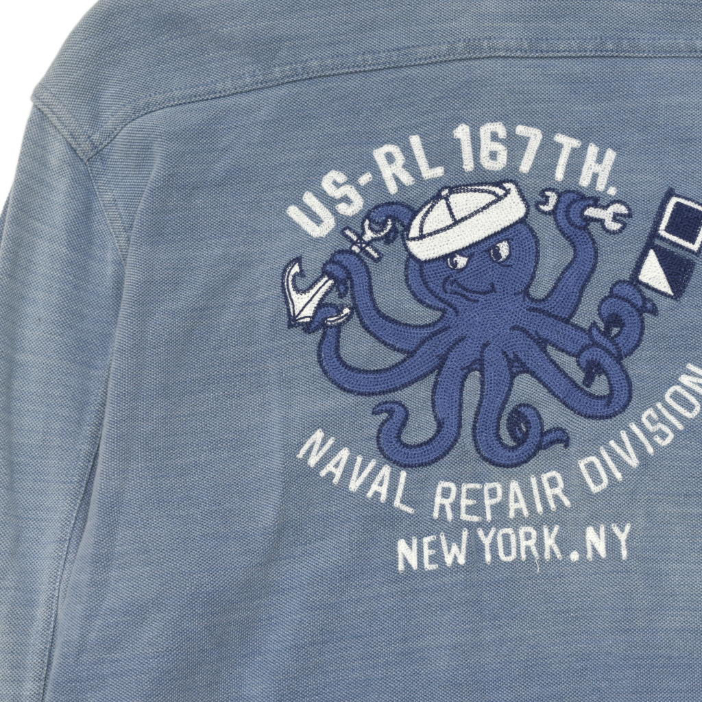 POLO RALPH LAUREN ポロ ラルフローレン ポロシャツ 刺繍 オクトパス NAVAL REPAIR DIVISION size ...