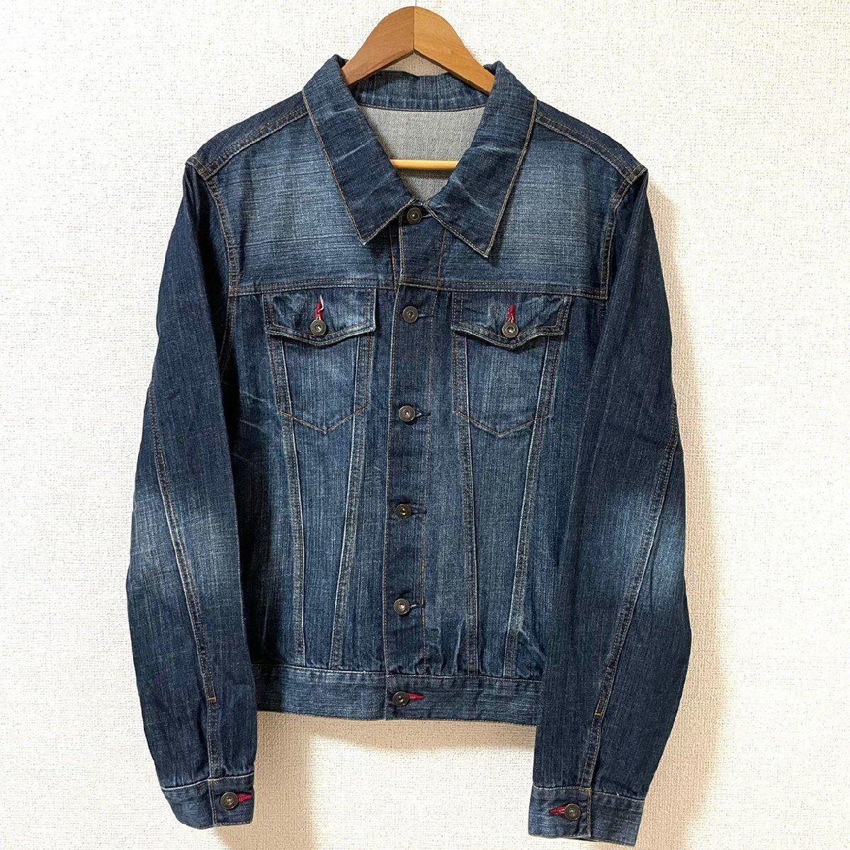 ^w^ b アベイル ジーン デニム ジャケット インディゴ ブルー系 AVAIL JEAN 綿100％ G ジー ジャン ポケット シンプル ...