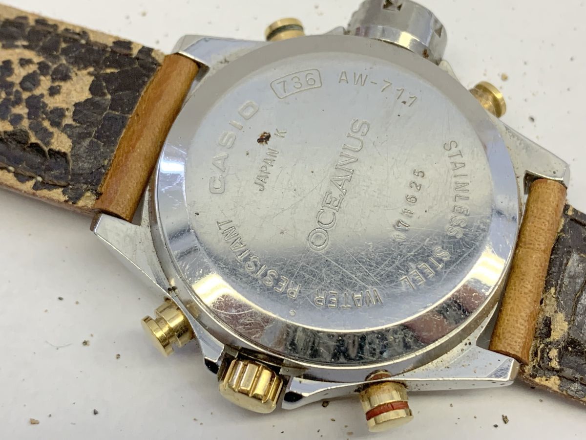 X037-001871-53 CASIO カシオ OCEANUS オシアナス AW-711 ヴィンテージ アナデジ メンズ クオーツ 不動 腕 ...