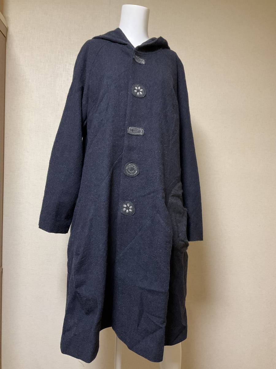 1653／センソユニコ i+mu 秋冬活躍デザイン性のあるフード付きアップリケコート／ブラック／40／06228546(Lサイズ)｜売買された ...