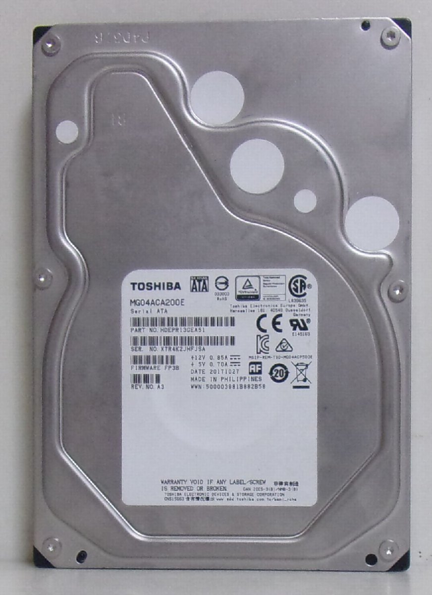 東芝製 3.5インチタイプHDD MG04ACA200E 2000GB 7200回転 SATA接続 エラー無(2TB～)｜売買された ...