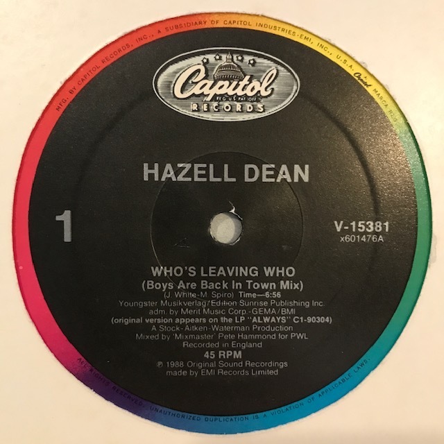 US 12 HAZELL DEAN/WHO'S LEAVING WHO BOYS ARE BACK IN TOWN MIX /Whatever ...