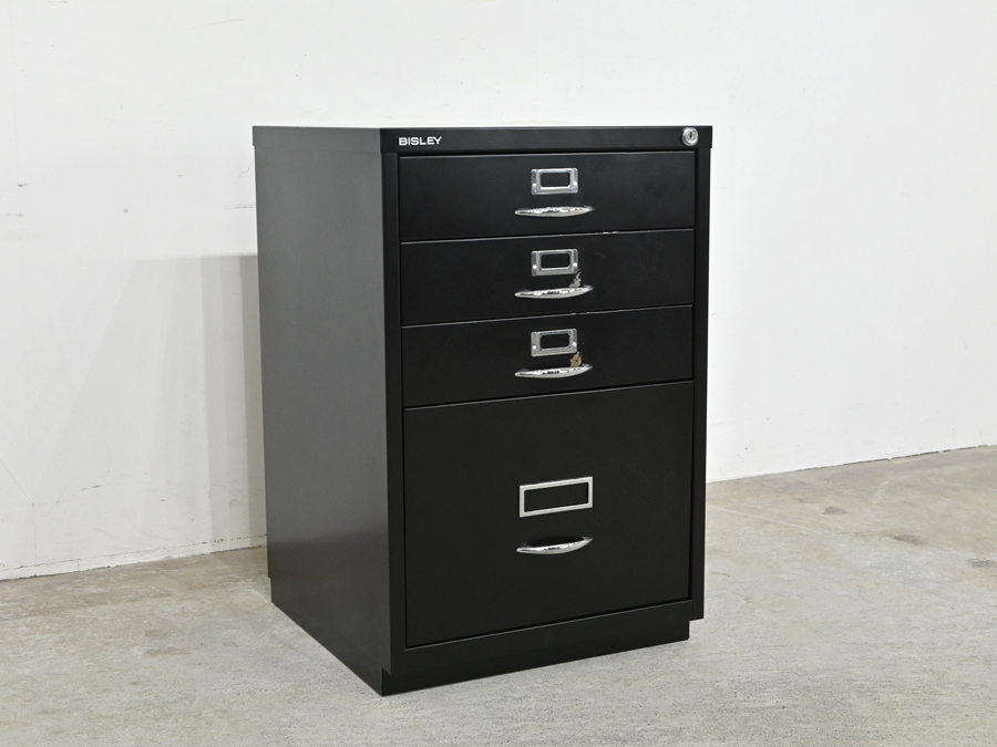 イギリス BISLEY “1F3” BASIC F シリーズ スチールキャビネット 4段 ブラック 6.3万/ビスレー 引き出し ハラー インダストリアル(ハーマンミラー)｜売買された ...