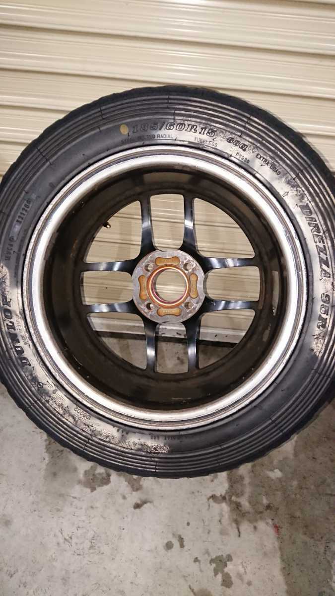 ENKEI CPS 15×7J+32 PCD100 DUNLOP DIREZZA 95R 185/60R15 21年20週製造 3-4分山 2 ...