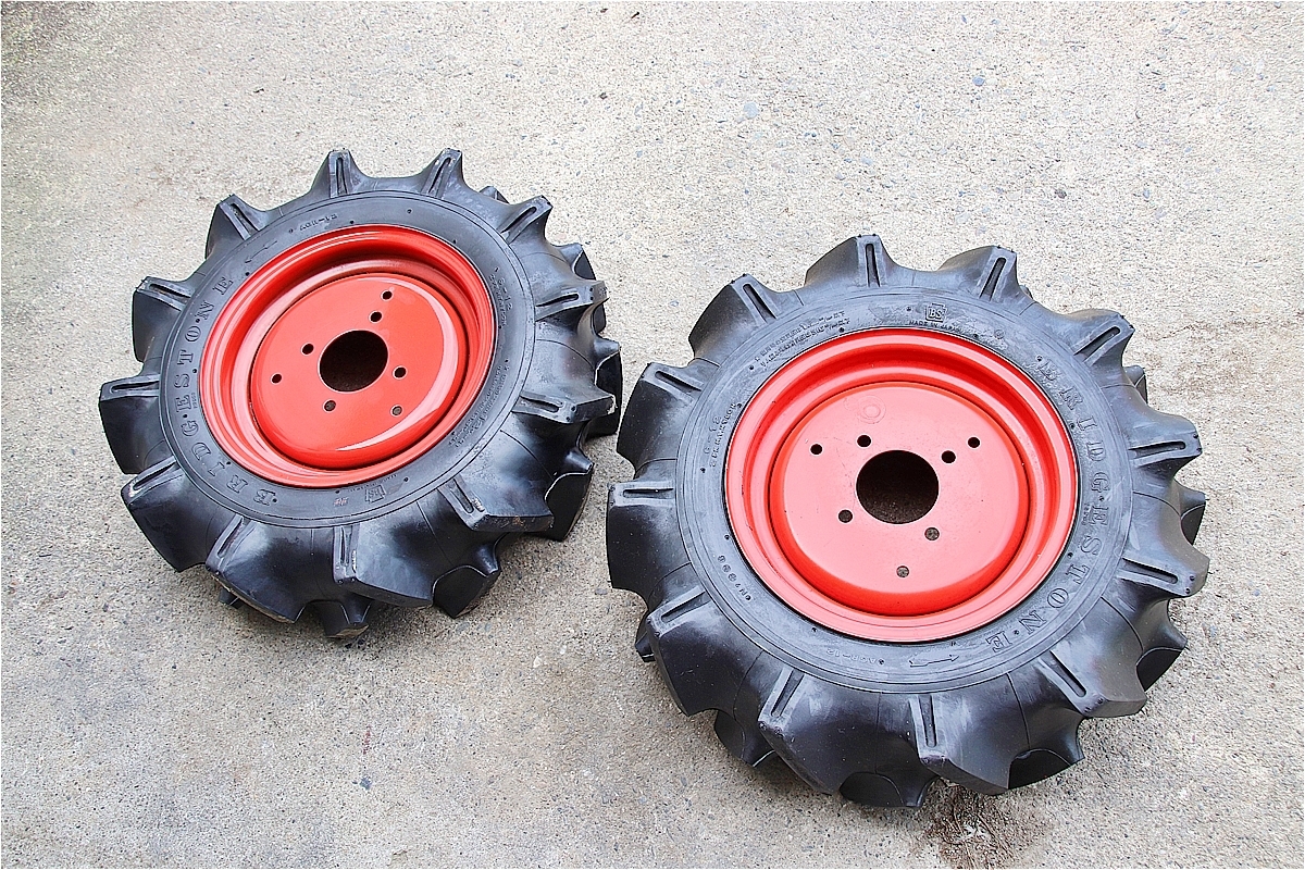 BS ブリジストン 農機具用 タイヤ AGR-12 6-12 2PR H.T.NYLON ホイル付き 2本セット 耕運機 管理機 長期保管品 ...