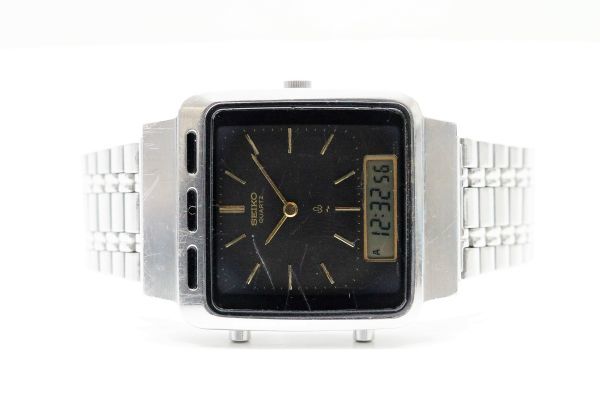 819 SEIKO QUARTZ ANALOG-DIGITAL H249-505A セイコー アナデジ 黒文字盤 亀戸 QZ メンズ 腕時計 ...