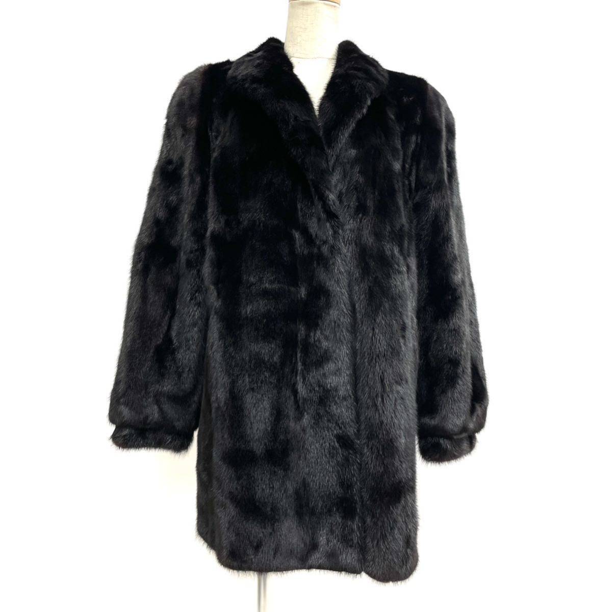七福 fk759 SAGAMINK Belle Vison セミロングコート デザインコート ミンクコート ブラックミンク 貂皮 mink身丈 ...