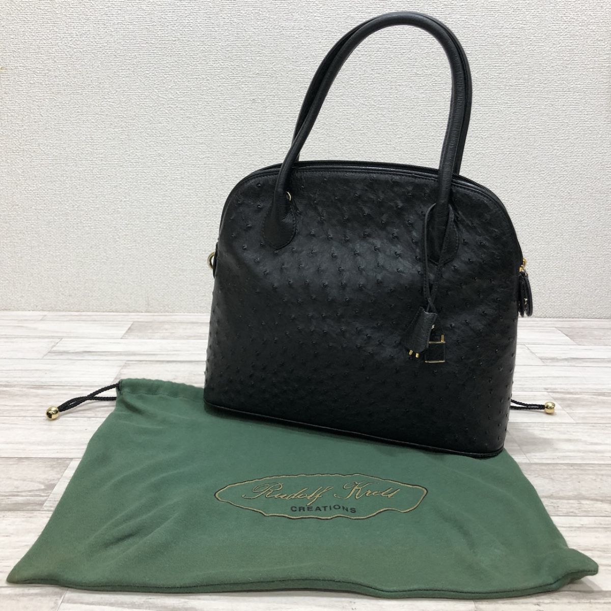 Rudolf Krell オーストリッチ ハンドバッグ 黒 ブラック レディース Q3553(オーストリッチ)｜売買されたオークション情報 ...