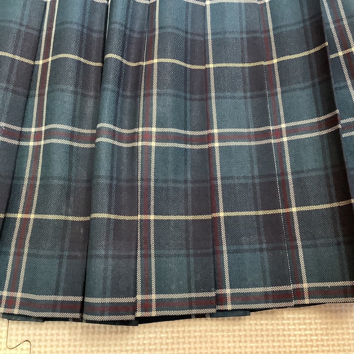 Y I945 福島県 二本松工業高校 スカート 1点 /指定品/W66/丈51/20本/hiromochi nakano/緑系/チェック柄 ...